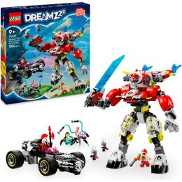 Konstruktionsspielsteine Lego "Coopers Tiger-Mech und Zero's Hot Rod Auto (71497), Lego DREAMZzz", bunt, Spielbausteine, Kinder, Kunststoff, Konstruktionsspielsteine, Made in Europe