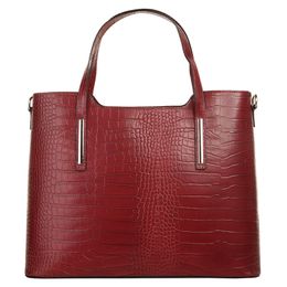 Henkeltasche CLUTY, Damen, Gr. B/H/T: 37cm x 29cm x 16cm onesize, rot, Leder, Reptilienpr&auml;gung, Taschen Henkeltasche, echt Leder, Made in Italy