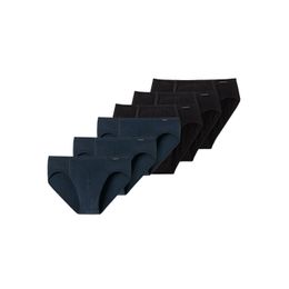 Slip Schiesser "Slip 6er Pack", Herren, Gr. XXL, schwarz (schwarz, blau), Obermaterial: 95% Baumwolle CO. 5% Elasthan EL., Unterhosen Slip