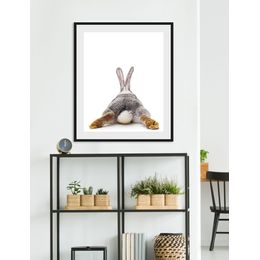Bild queence "Bunny Tail", braun (farbe rahmen: schwarz, farbe bild(er): braun, grau), B:50cm H:70cm, Acrylglas, Holz, Papier, Bilder, Bild, HD Premium Poster-Druck inkl. Holzrahmen