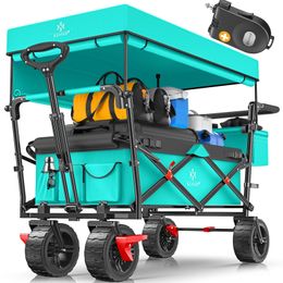 Kesser&reg; Bollerwagen faltbar GT9000 Handwagen mit Dach Transportwagen max. belastbar bis 150kg mit Hartgummi-R&auml;der & Feststellbremsen (Vorne & Hinten) Inkl. Abdeckung, Wetter & Sichtschutz