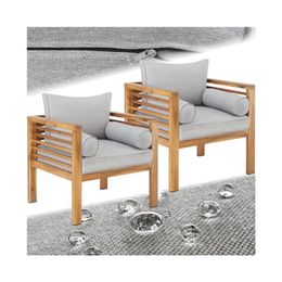 TecTake&reg; Garten-Loungesessel, mit lasiertem Holzgestell, Dicke des Sitzpolsters 12 cm, 72 x 63 x 64,5 cm