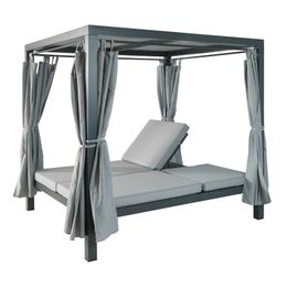 Lounge-Gartenliege MCW-J66, XL Sonnenliege Bali-Liege Outdoor-Bett Daybed, 10cm-Polster Olefin 205cm ~ grau