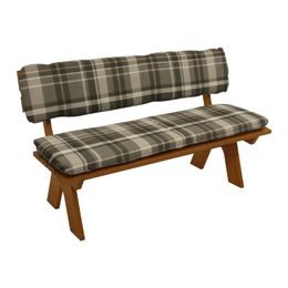 DEGAMO Auflagenset SEATTLE f&uuml;r Bank 3-sitzer 150cm, grau/beige kariert, 2-teilig