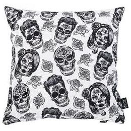 Dekokissen done. "Panama Print Skulls", bunt (bunt, bedruckt), B:45cm L:45cm, Baumwolle, Dekokissen_Sitzkissen_Kissenh&uuml;llen, Beidseitig bedruckte Kissenh&uuml;le ohne F&uuml;llung, 1 St&uuml;ck