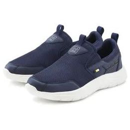 Sneaker John Devin "Freizeitschuh, Halbschuh, Slipper, Turnschuh, Slip-On-Sneaker", Herren, Gr. 46, blau (marine), Obermaterial: 70% Textilmaterial, 30% Lederimitat. Decksohle: 100% Textilmaterial. Futter: 100% Textilmaterial. Laufsohle: 100% Synthetik, unifarben, Basic, Schuhe Sneaker, zum Reinschl&uuml;pfen Unisex VEGAN