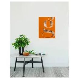 Leinwandbild Komar "Typo G wie Gustav - Gr&ouml;&szlig;e 30 x 40 cm", orange (farbe bild(er): orange, goldfarben), B:30cm, Holz, Papier, Bilder, Leinwandbild, Keilrahmenbild mi Echtholzrahmen