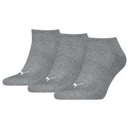 Sneakersocken Puma "Puma UNISEX CUSHIONED SNEAKER 3P", Damen, Gr. 43-46, grau (middle grau melange), Baumwollmischung, elastisch, Socken Sneakersocken, mit Frottee