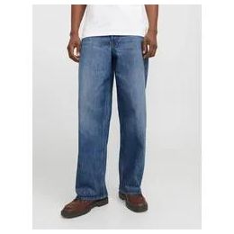 Jack & Jones Weite Jeans JACK & JONES "JJIDAVE JJCOOPER AM 368/868/888 NOOS", Herren, Gr. 30, L&auml;nge 34, blau (blau denim), Denim/Jeans, Obermaterial: 100% Baumwolle, Abriebeffekte, weit kn&ouml;chellang, Jeans