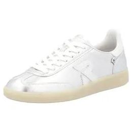 Sneaker Rieker "Rieker Sneaker Glattleder", Damen, Gr. 37, silber (silber, wei&szlig;), Glattleder, Schuhe Sneaker