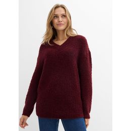 bonprix Grobstrick-Pullover mit V-Ausschnitt, rot