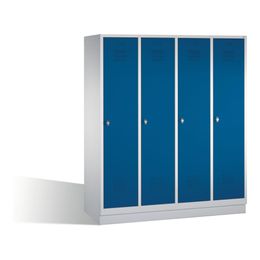 C+P Umkleidespind Classic auf Sockel, 4 Abteile, H1800xB1590xT500mm Front Enzianblau Korpus Lichtgrau ; C + P M&ouml;belsysteme (8020-42|S10026)