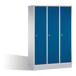 C+P Umkleidespind Classic auf Sockel, 3 Abteile, H1800xB1200xT500mm Front Enzianblau Korpus Lichtgrau ; C + P M&ouml;belsysteme (8020-32|S10005)