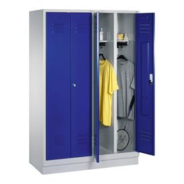 C+P Doppelspind Classic auf Sockel, 4 Abteile, H1800xB1190xT500mm Front Enzianblau Korpus Lichtgrau ; C + P M&ouml;belsysteme (8022-40|S10004)