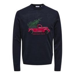 Only & Sons Only & Sons Pullover 'XMax Reg 5 Application' Herren Gr&ouml;&szlig;e L nachtblau / dunkelgr&uuml;n / dunkellila