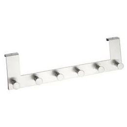 Wenko T&uuml;rgarderobe Edelstahl Mod. Celano, 6 Haken, f&uuml;r T&uuml;rfalzst&auml;rken bis 2 cm
