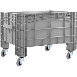 ALPHA Gro&szlig;beh&auml;lter IDABOX, 220 l, Polyethylen, geschlossen, stapelbar, wasserdicht, L 1040 x B 640 x H 670 mm, 4 Lenkrollen, grau