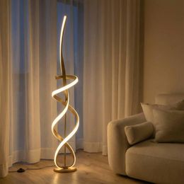 LED-Stehleuchte Kira, H&ouml;he 140 cm, goldfarben, Metall, 4000K