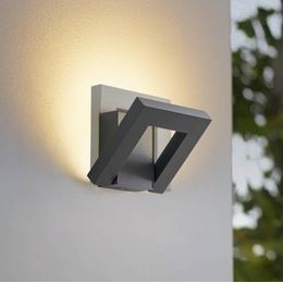 LINDBY LED-Au&szlig;enwandleuchte Orbin, grau, kippbar, CCT, IP54