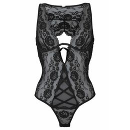 JETTE Body schwarz Gr. 85 Cup B f&uuml;r Damen. Mit tiefer V-Ausschnitt. Mit B&uuml;gel
