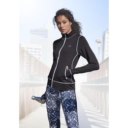 active by Lascana LASCANA ACTIVE Trainingsjacke 'Black Marble' mehrfarbig Gr. 32/34 f&uuml;r Damen. Mit Logodruck, Kontrastnaht. Basic