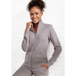BENCH. LOUNGEWEAR Sweatjacke pink Gr. 36/38 f&uuml;r Damen. Mit Logodruck, Logostickerei. Bequem. Nachhaltig.
