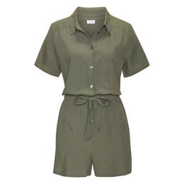 Lascana Kurzoverall beige Gr. 44 f&uuml;r Damen. Mit ohne Ausschnitt. Figurumspielend