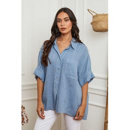 La Compagnie Du Lin Leinen-Bluse in Hellblau - 69% | Gr&ouml;&szlig;e S | Damen-blusen
