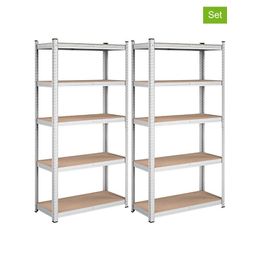 Songmics 2er-Set: Standregale in Silber/ Hellbraun - (B)90 x (H)180 x (T)40 cm - 22% | Regale