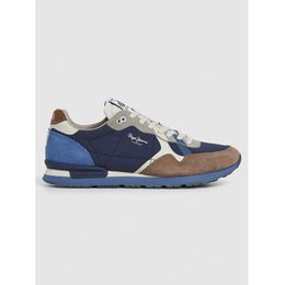 Pepe Jeans Footwear Sneakers "Brit Prints" in Blau/ Dunkelblau - 43% | Gr&ouml;&szlig;e 45 | Herrensneakers