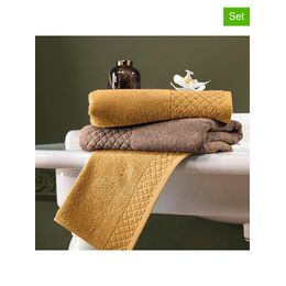 maison h&eacute;ritage PARIS 4er-Set: G&auml;stehandt&uuml;cher in Braun - 25% | Gr&ouml;&szlig;e 30x30 cm | Badtextilien