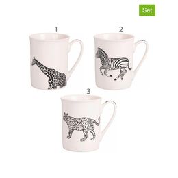 Villa d ́Este 3er-Set: Kaffeetassen "Safari" in Wei&szlig;/ Schwarz - 310 ml - 42% | Gedeckter-tisch