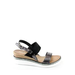 Sixth Sens Keilsandaletten in Schwarz/ Silber - 64% | Gr&ouml;&szlig;e 36 | Damen-sandalen