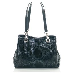 Mila Blu Leder-Schultertasche "Sorbo" in Schwarz/ Blau - (B)30 x (H)27 x (T)12 cm - 67% | Damen-taschen