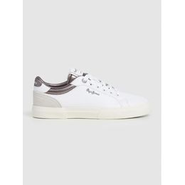 Pepe Jeans Footwear Sneakers "Kenton Court" in Wei&szlig;/ Silber - 38% | Gr&ouml;&szlig;e 41 | Damen-sneakers