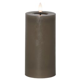 STAR TRADING LED-Echtwachs-Kerze "Flamme Flow Pillar" in Taupe - (H)17,5 cm - 32% | Kerzen-vasen
