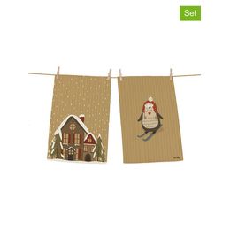 Butter Kings 2er-Set: Geschirrt&uuml;cher "Snowing day" in Beige - (L)70 x (B)50 cm - 66% | Tischwaesche