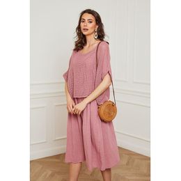 Fleur de Lin Leinen-Kleid "Equanone" in Rosa - 72% | Gr&ouml;&szlig;e S | Damen-kleider