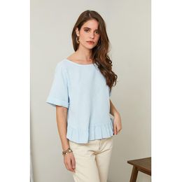 Rodier Lin Leinen-Bluse in Hellblau - 70% | Gr&ouml;&szlig;e XL/XXL | Damen-blusen