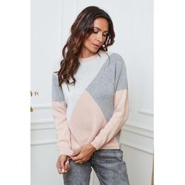 So Cachemire Pullover "Lanos" in Rosa/ Grau/ Wei&szlig; - 62% | Gr&ouml;&szlig;e XL | Damen-pullover-cardigans