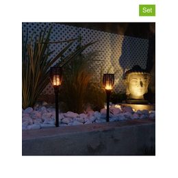 lumisky 2er-Set: LED-Solarleuchten "Mini Maity Sun" in Schwarz - (H)70 cm - 65% | Aussenbeleuchtung