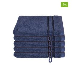 Schiesser 5er-Set: Waschhandschuhe "Milano" in Dunkelblau - 59% | Gr&ouml;&szlig;e 16x22 cm | Badtextilien