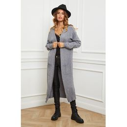 So Cachemire Longcardigan "Acor" in Grau - 76% | Gr&ouml;&szlig;e XL | Damen-pullover-cardigans
