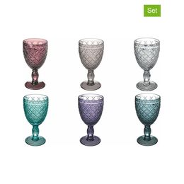 Villa d ́Este 6er-Set: Weingl&auml;ser "Nuovo Rombi" in Bunt - 280 ml - 46% | Gedeckter-tisch