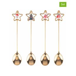 Villa d ́Este 6er-Set: Teel&ouml;ffel "Xmas" in Gold/ Bunt - (H)16,3 cm - 14% | Gedeckter-tisch