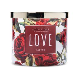 Colonial Candle Duftkerze "Love" in Wei&szlig;/ Rot/ Gr&uuml;n - 411 g - 49% | Kerzen-vasen