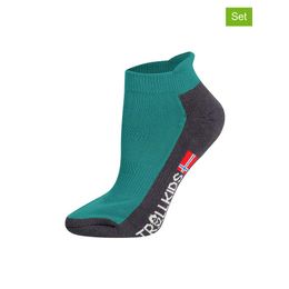 Trollkids 2er-Set: Wandersocken "Low Cut Socks II" in Gr&uuml;n/ Schwarz - 74% | Gr&ouml;&szlig;e 23-26 | Kinder-outdoor-waesche
