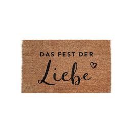Eulenschnitt Kokos-Fu&szlig;matte "Fest der Liebe" in Hellbraun - (L)45 x (B)75 cm - 59% | Teppiche-fussmatten