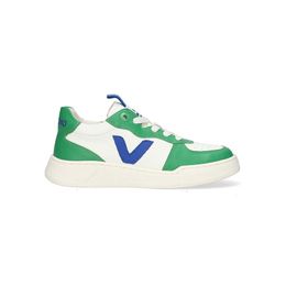 Vingino Leder-Sneakers in Creme/ Gr&uuml;n - 52% | Gr&ouml;&szlig;e 35 | Kindersneakers