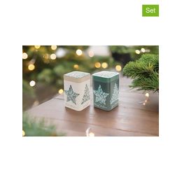 eigenart 2er-Set: Teedosen "Merry Wishes" in Wei&szlig;/ Gr&uuml;n - 100 g - 20% | Gedeckter-tisch